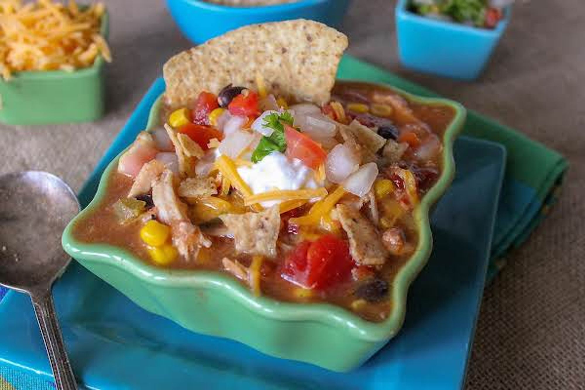 Kickin' Chicken Taco Soup | Blue Ribbon Soup Recipes | Just A Pinch ...